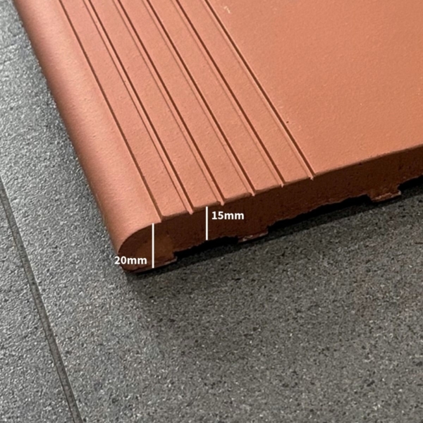 Ace Red Terracotta External Bullnose Coping Tile 300x300x20mm