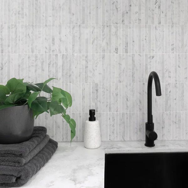 Kit Kat Carrara Honed Natural Stone Marble Mosaic 15x148mm