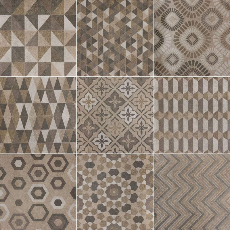 London Brown Decor Matt Patterned Mosaic Tile 200x200mm