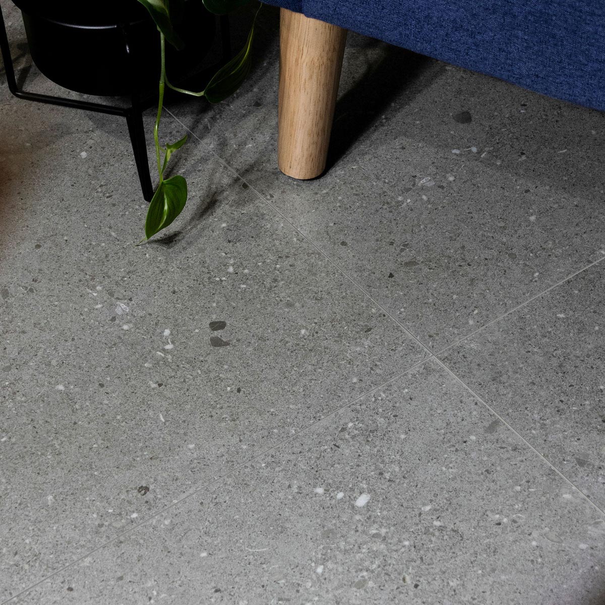 Soft Stone Grey Matt Stone Look Tile 600x600mm