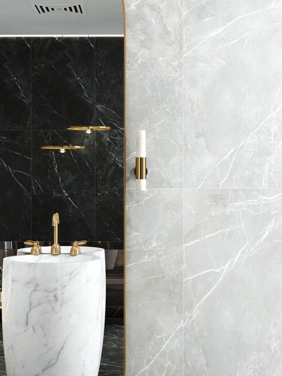 Attic White Polished Marble Look Porcelain Tile 600x1200mm