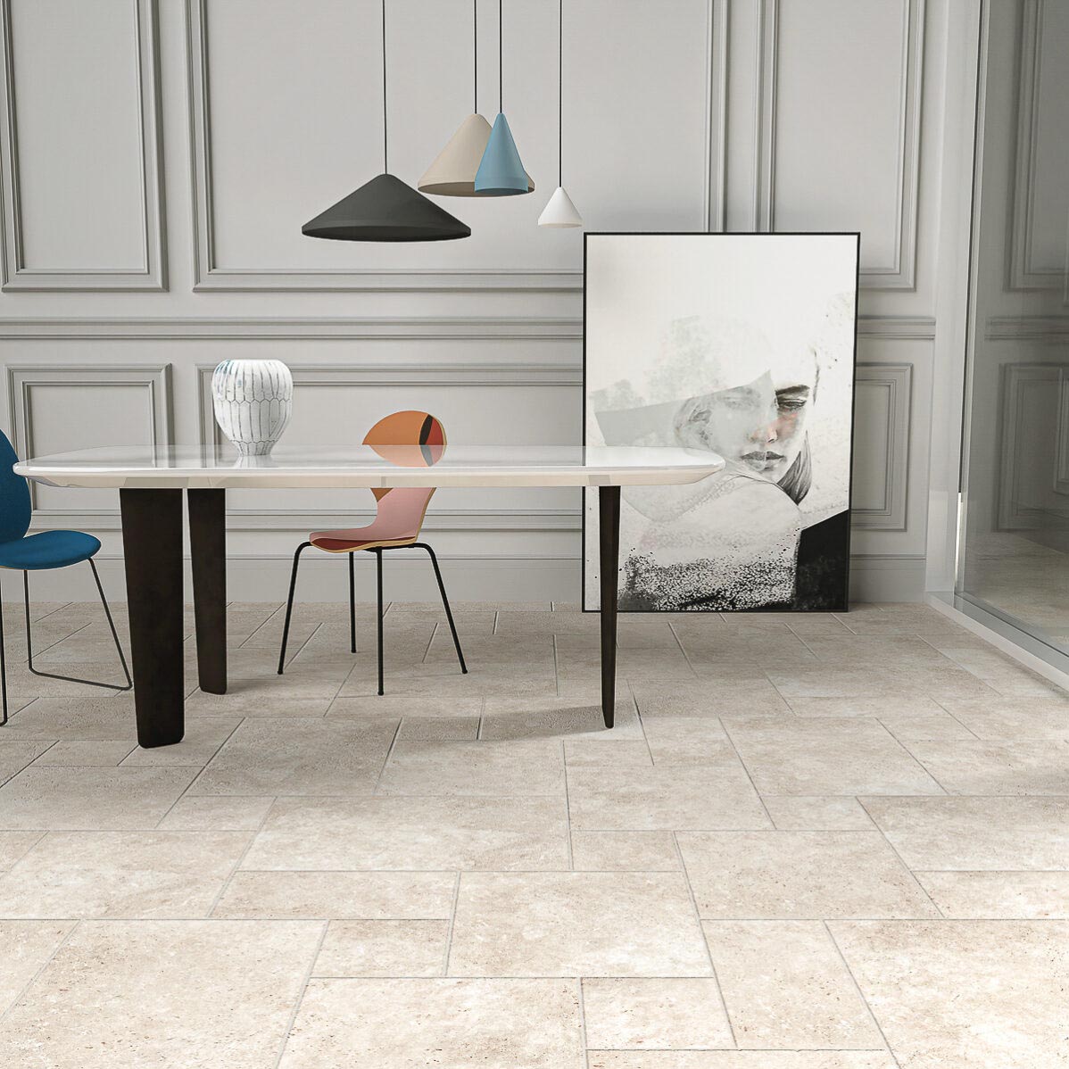 Buy Cantata Beige Matt French Pattern Travertine Look Tile (Code:02854 ...
