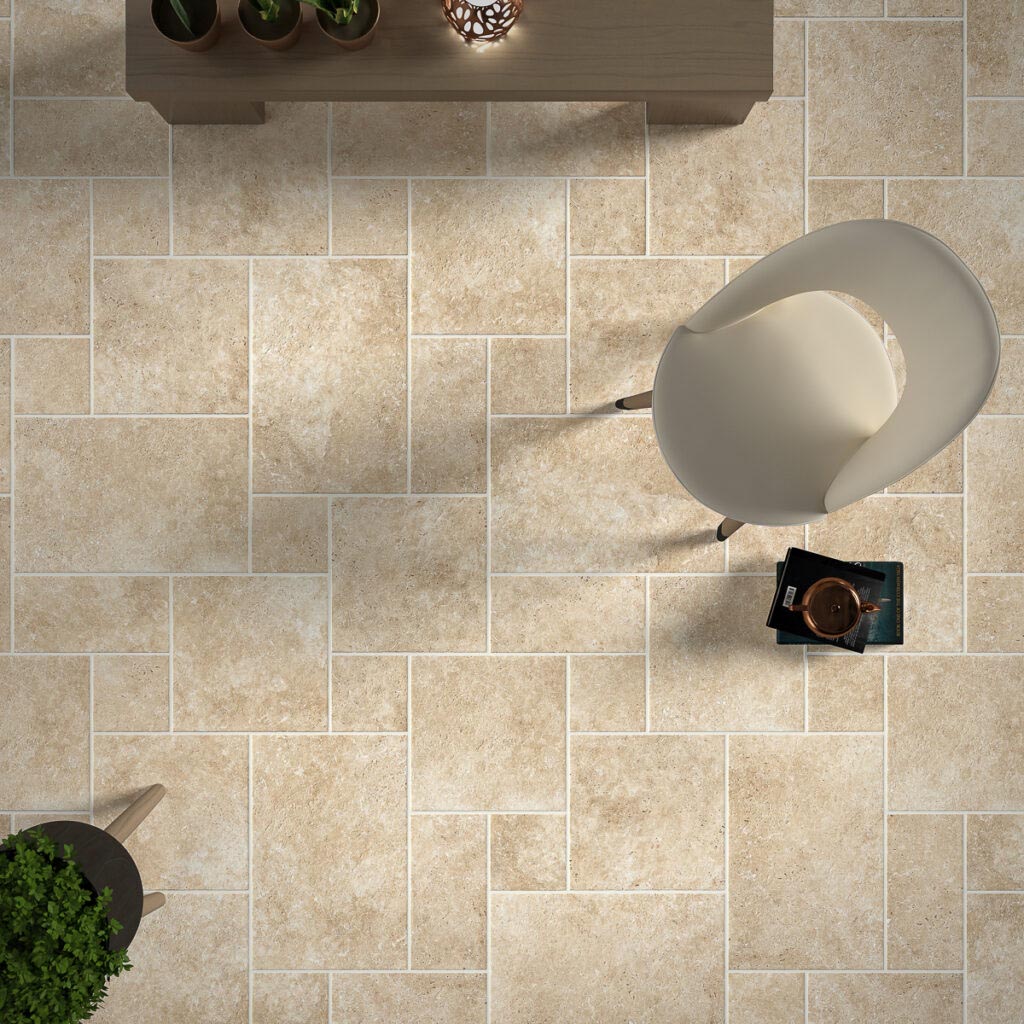 Buy Cantata Beige Matt French Pattern Travertine Look Tile (Code:02854 ...