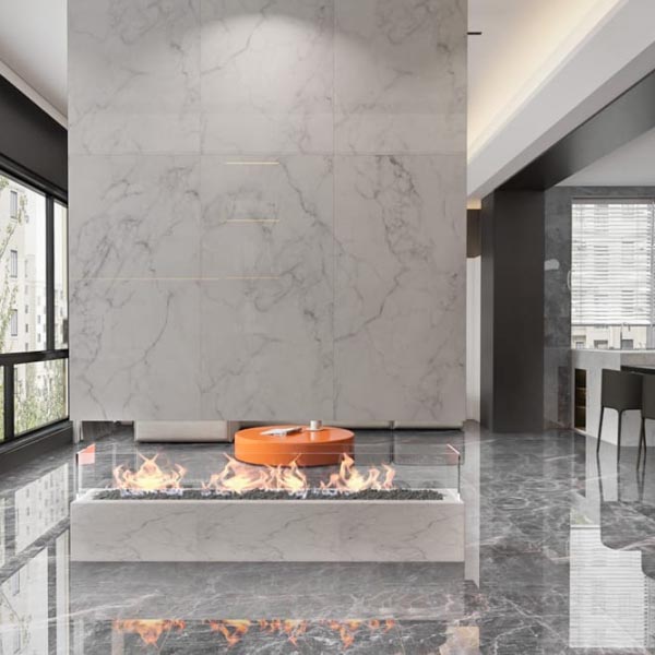 Florence Grey Polished Stone Look Porcelain Tile 600x1200mm