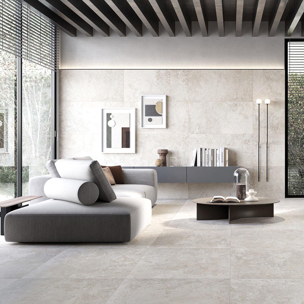Siena Light Beige Honed Large Format Stone Look Tile 1200x1200mm
