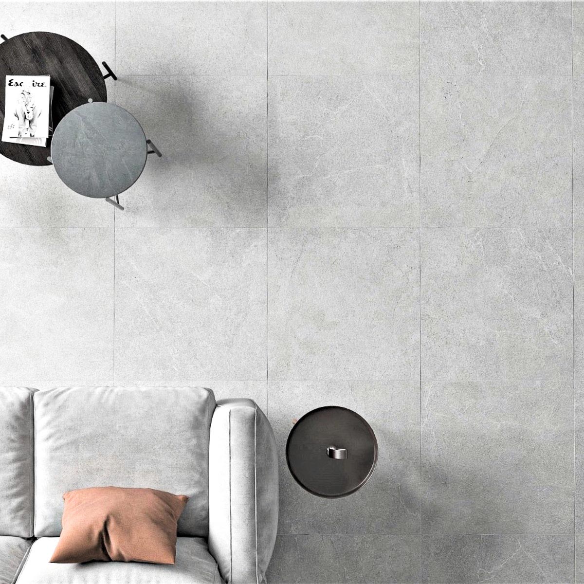 Richstone Light Grey Matt Limestone Look Tile 600x600mm